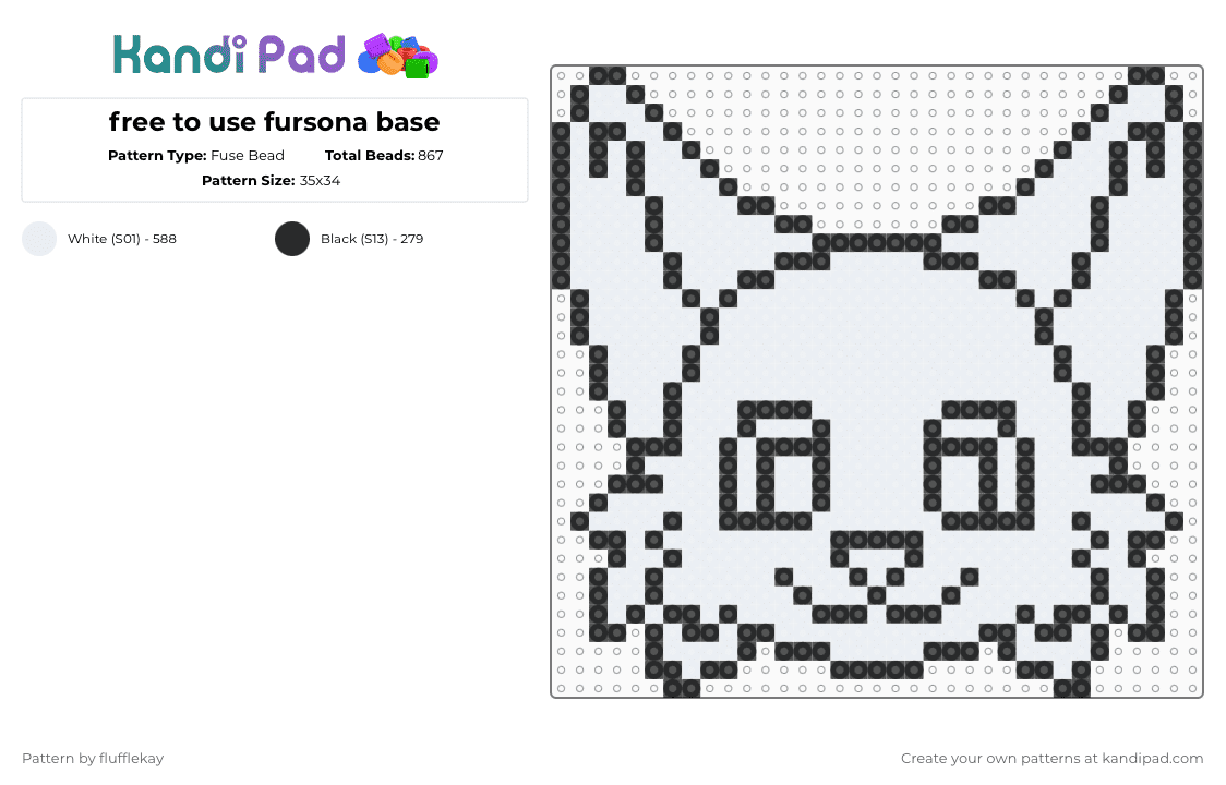Free to use fursona base Fuse Bead Pattern - Kandi Pad | Kandi Patterns ...