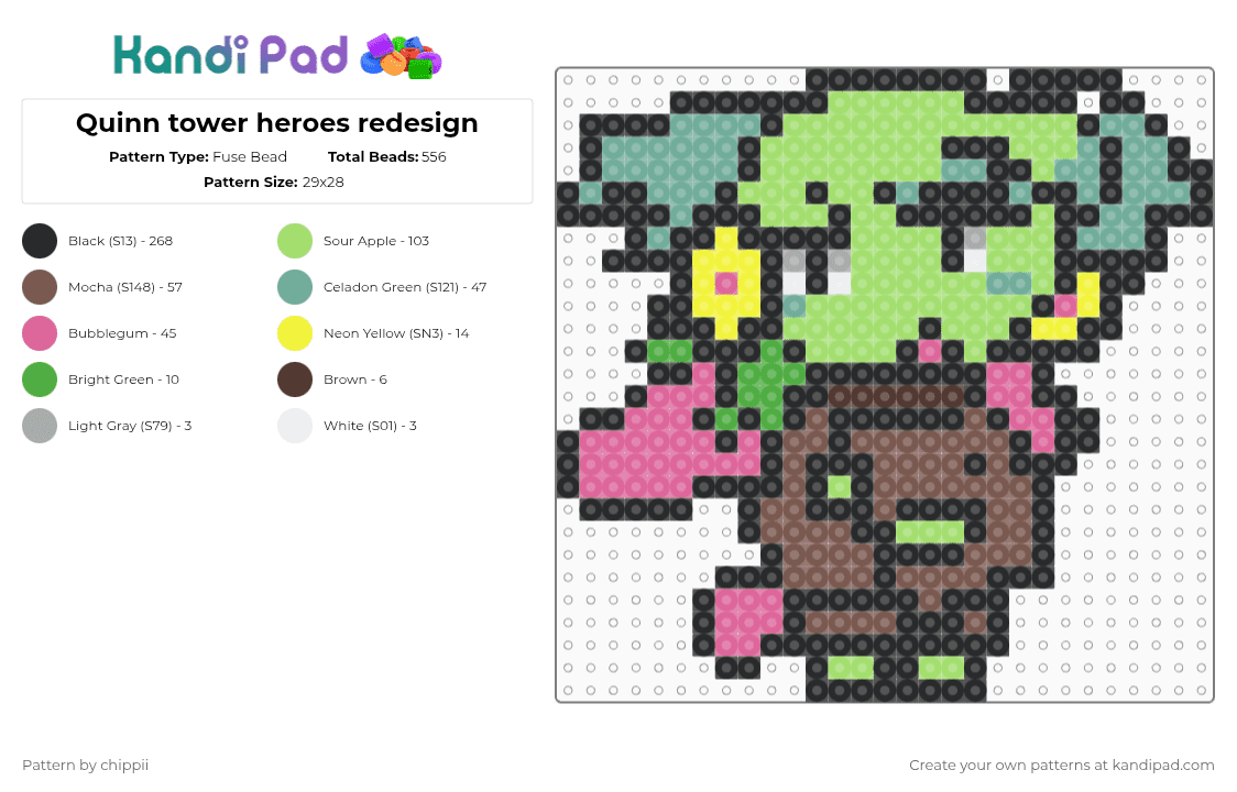 Quinn tower heroes redesign Fuse Bead Pattern - Kandi Pad | Kandi ...