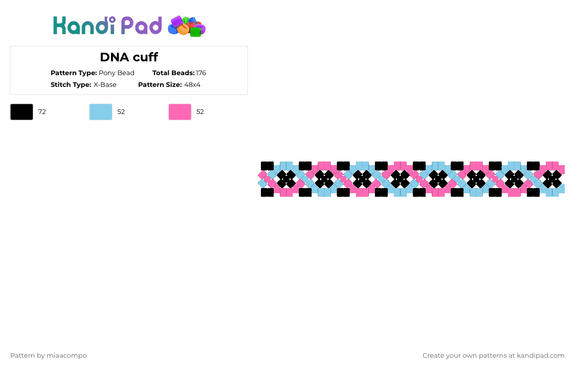 DNA cuff Pony Bead Pattern - Kandi Pad | Kandi Patterns, Fuse Bead ...