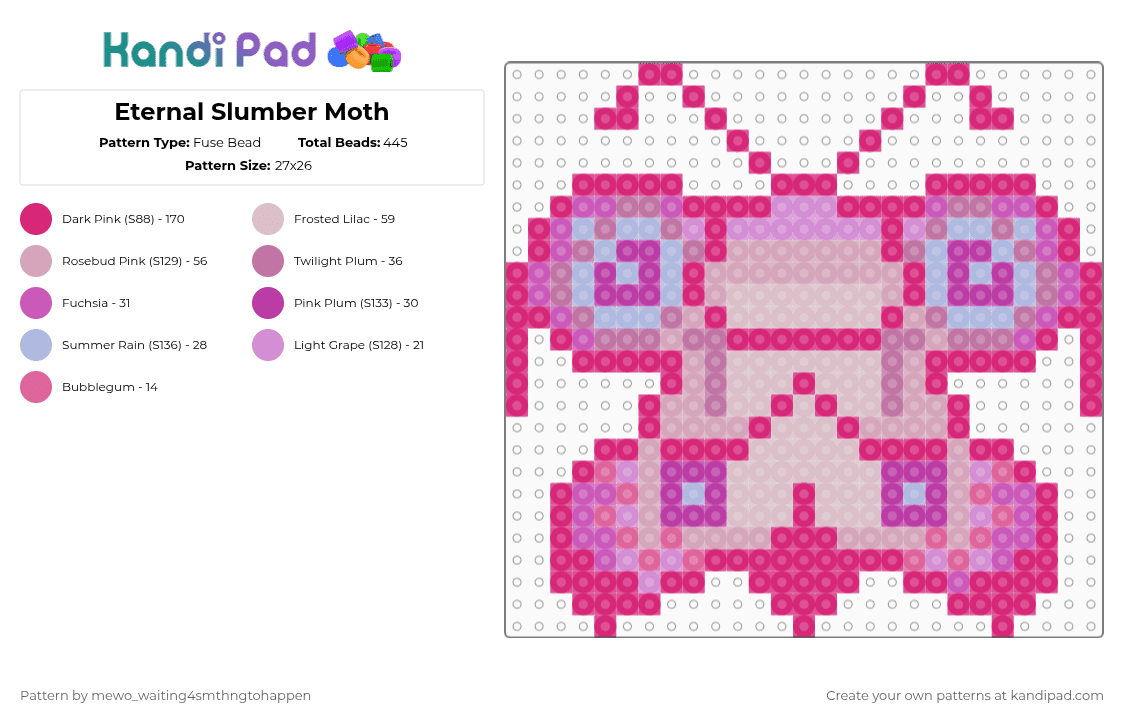 Eternal Slumber Moth Fuse Bead Pattern - Kandi Pad | Kandi Patterns ...