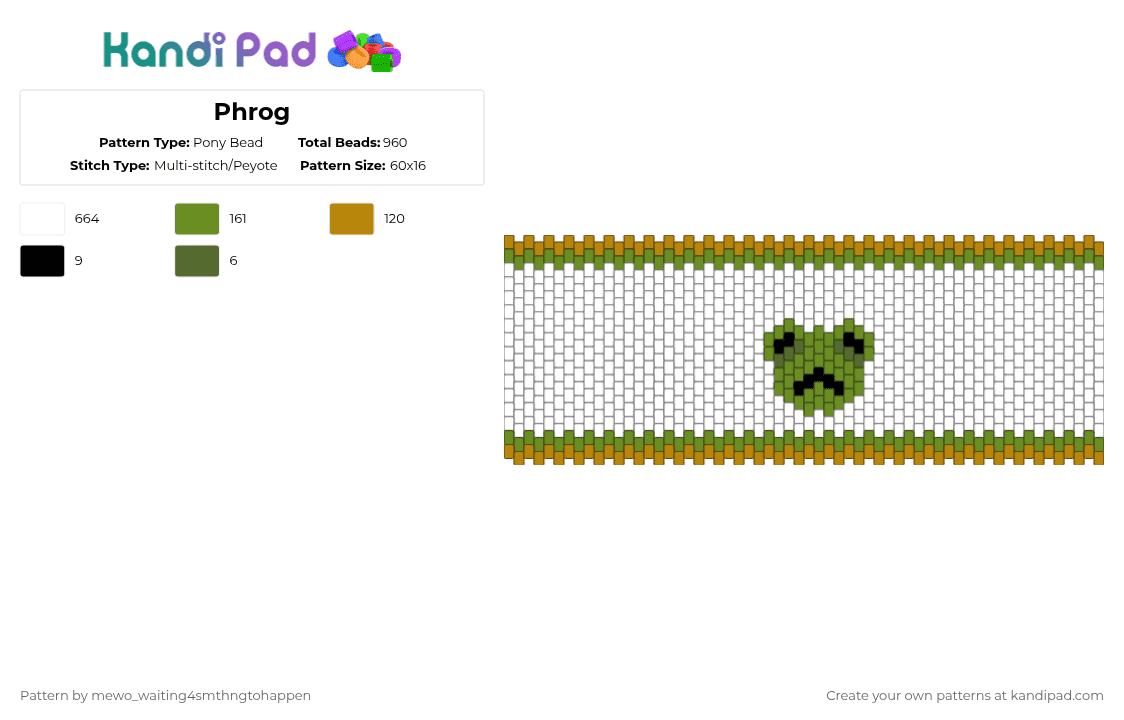 Phrog Pony Bead Pattern - Kandi Pad | Kandi Patterns, Fuse Bead ...