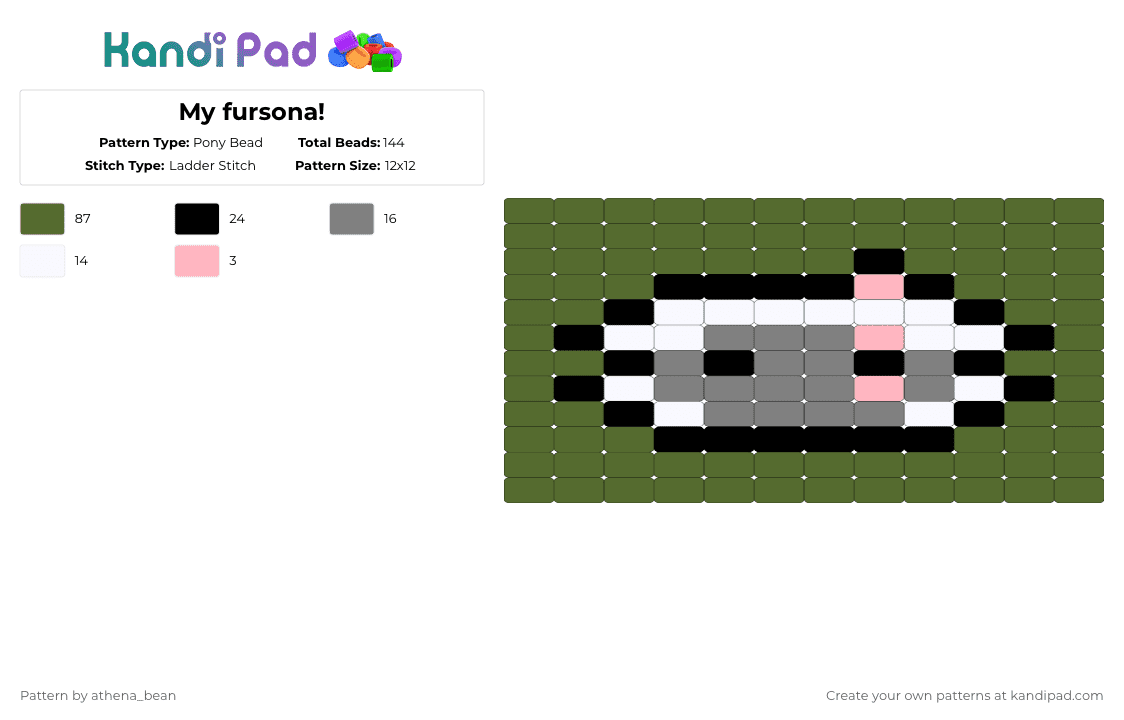 My fursona! Pony Bead Pattern - Kandi Pad | Kandi Patterns, Fuse Bead ...