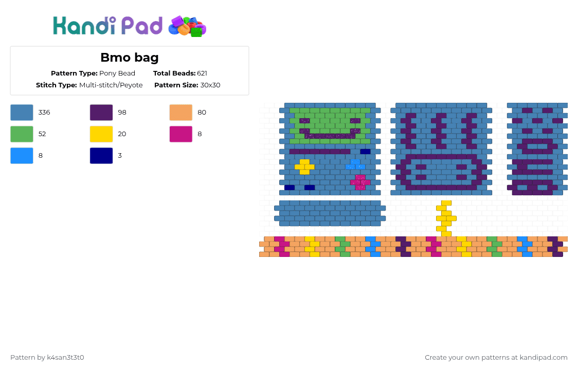 Bmo bag Pony Bead Pattern - Kandi Pad | Kandi Patterns, Fuse Bead ...