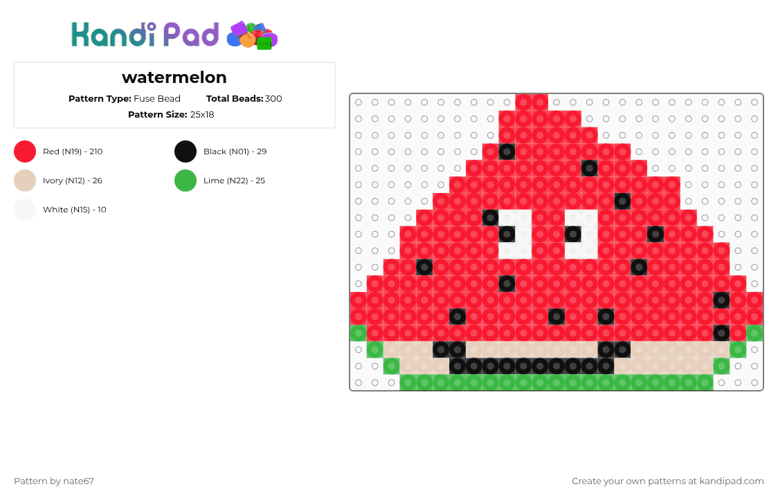 Watermelon Fuse Bead Pattern - Kandi Pad | Kandi Patterns, Fuse Bead ...