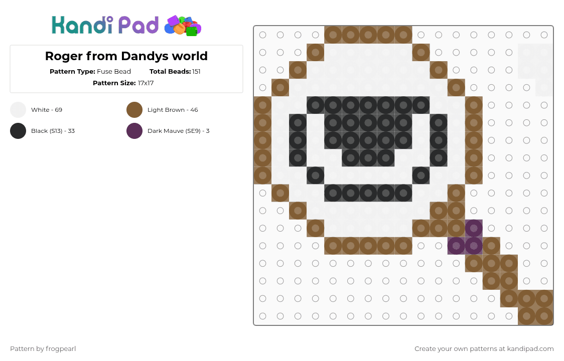 Roger from Dandys world Fuse Bead Pattern - Kandi Pad | Kandi Patterns ...