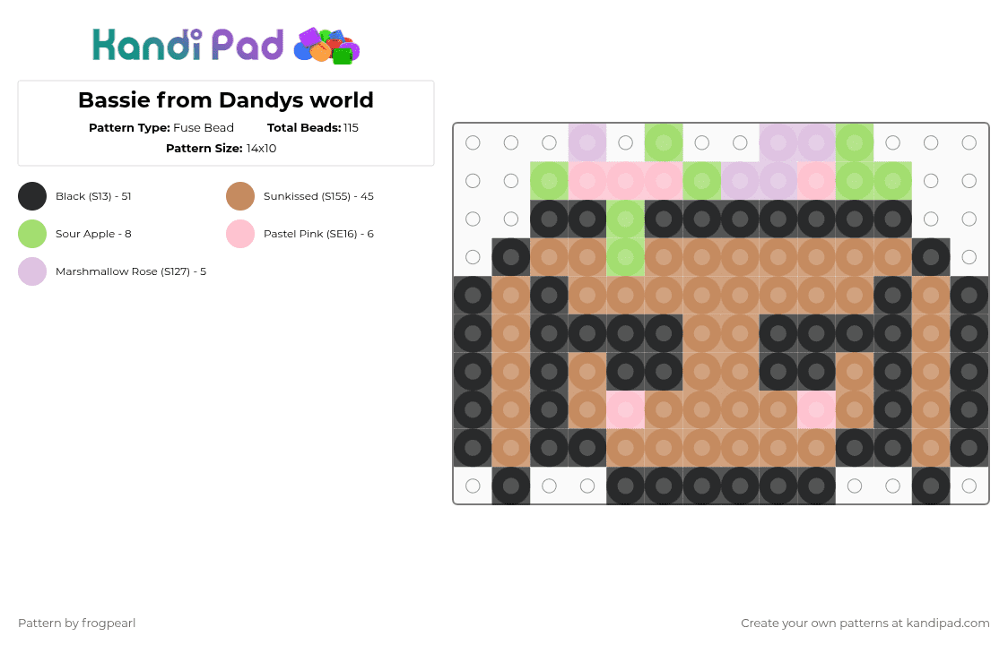 Bassie from Dandys world Fuse Bead Pattern - Kandi Pad | Kandi Patterns ...