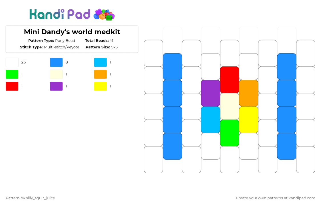 Mini Dandy's world medkit Pony Bead Pattern - Kandi Pad | Kandi ...