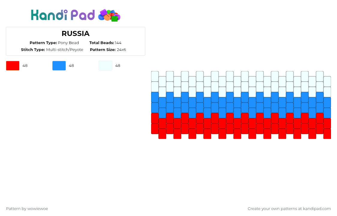 RUSSIA Pony Bead Pattern - Kandi Pad | Kandi Patterns, Fuse Bead ...