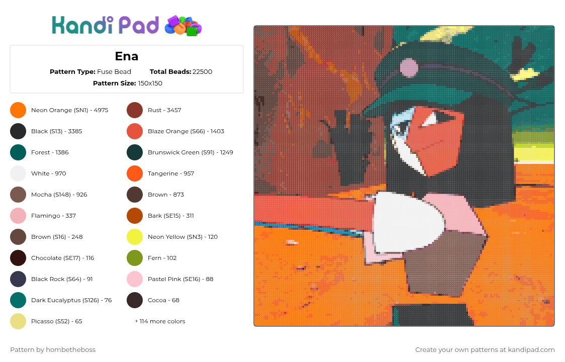Ena Fuse Bead Pattern - Kandi Pad | Kandi Patterns, Fuse Bead Patterns ...