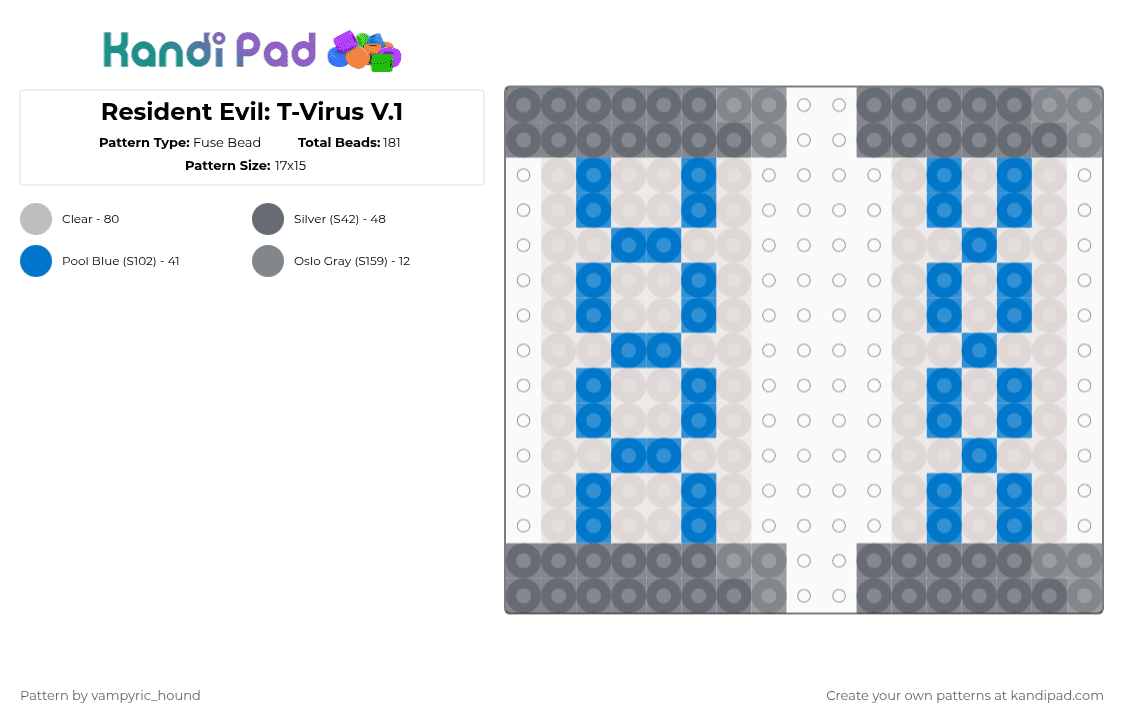 Resident Evil: T-Virus V.1 Fuse Bead Pattern - Kandi Pad | Kandi ...