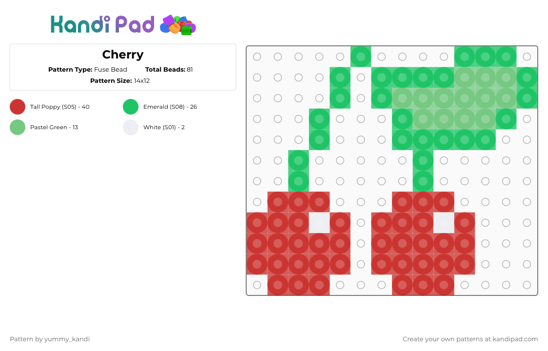 Cherry Fuse Bead Pattern - Kandi Pad | Kandi Patterns, Fuse Bead ...