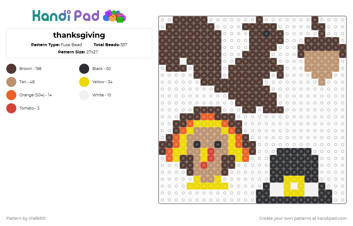 Thanksgiving Fuse Bead Pattern - Kandi Pad | Kandi Patterns, Fuse Bead ...