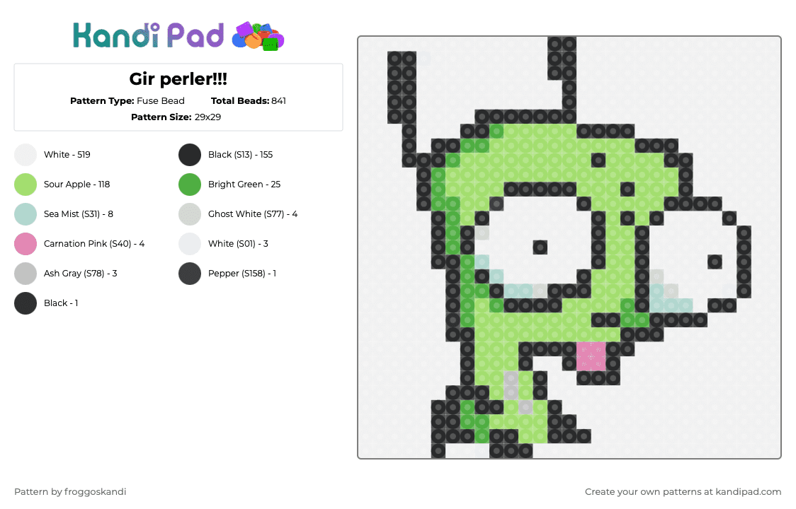 Gir perler!!! Fuse Bead Pattern - Kandi Pad | Kandi Patterns, Fuse Bead ...
