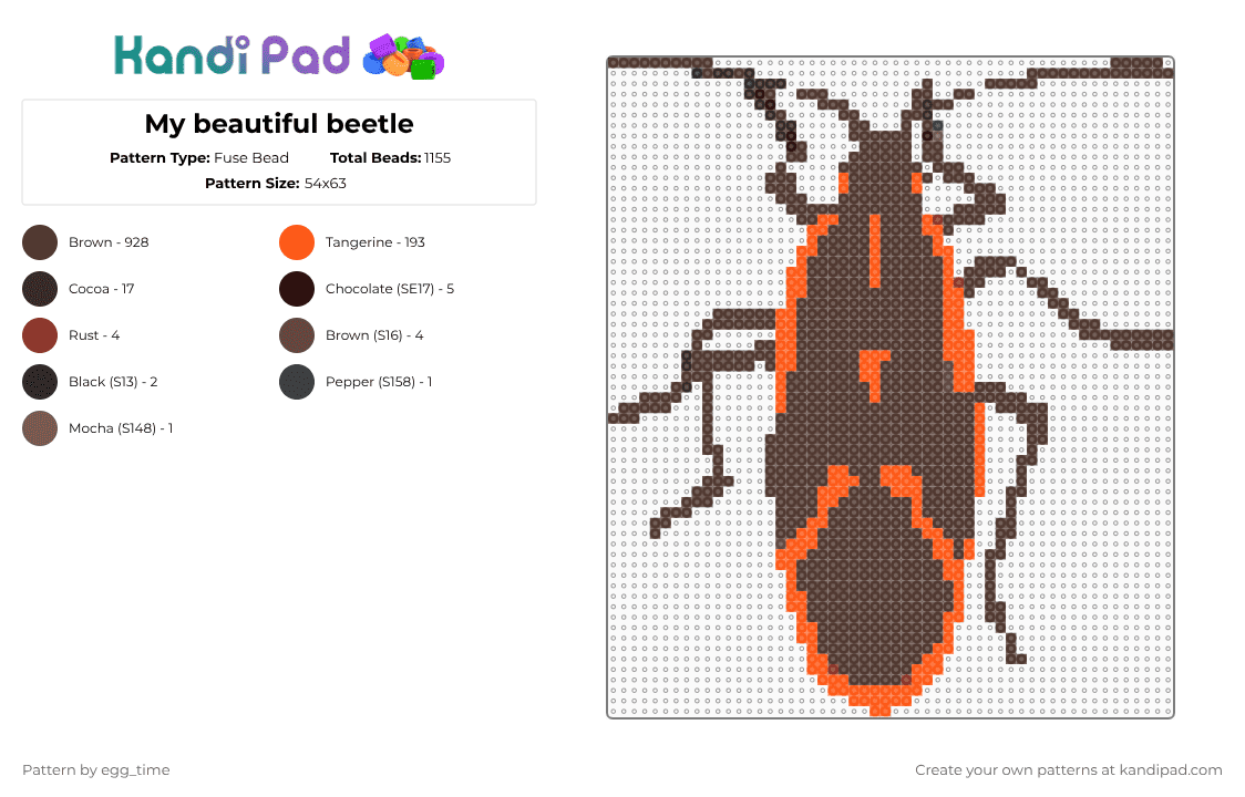 My beautiful beetle Fuse Bead Pattern - Kandi Pad | Kandi Patterns ...