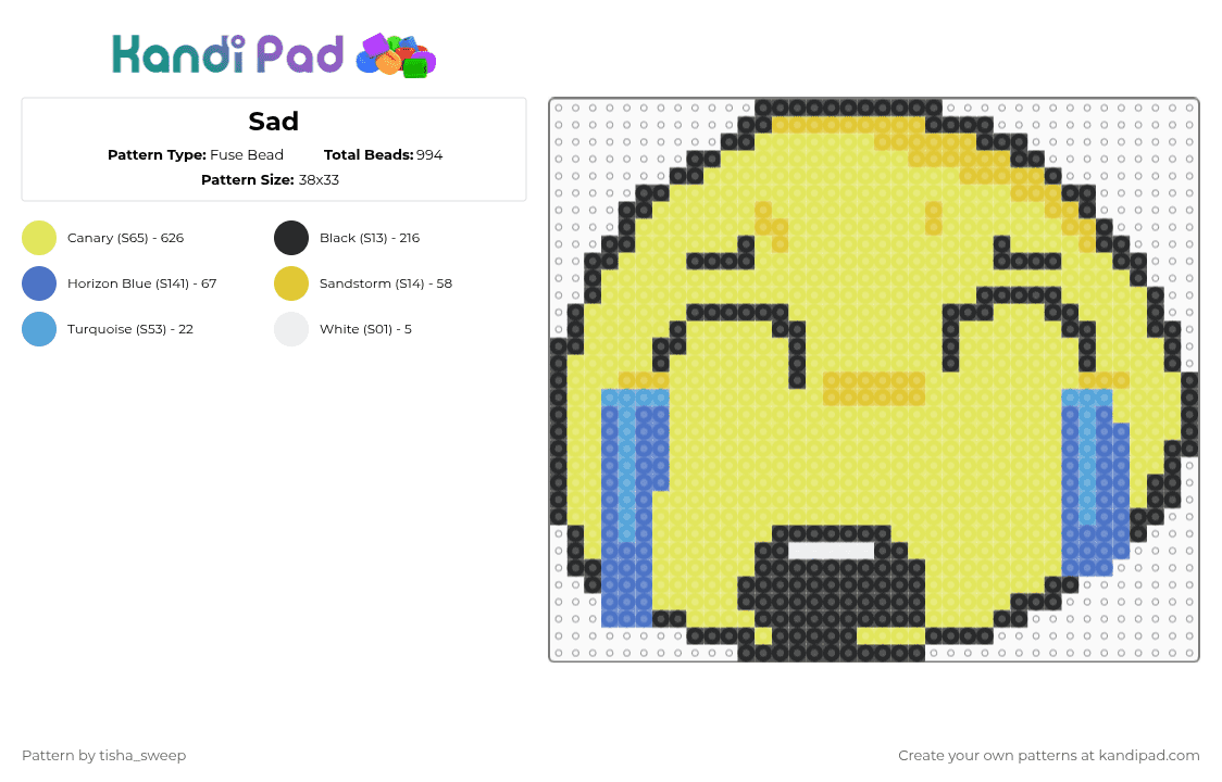 Sad Fuse Bead Pattern - Kandi Pad | Kandi Patterns, Fuse Bead Patterns ...