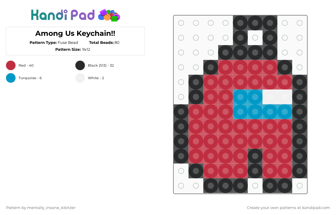 Among Us Keychain!! Fuse Bead Pattern - Kandi Pad | Kandi Patterns ...
