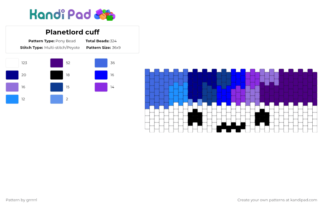 Planetlord cuff Pony Bead Pattern - Kandi Pad | Kandi Patterns, Fuse ...