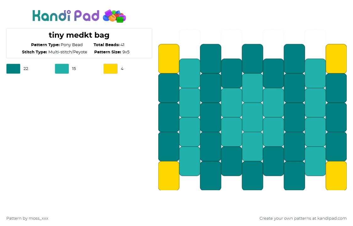 Tiny medkit bag Pony Bead Pattern - Kandi Pad | Kandi Patterns, Fuse ...