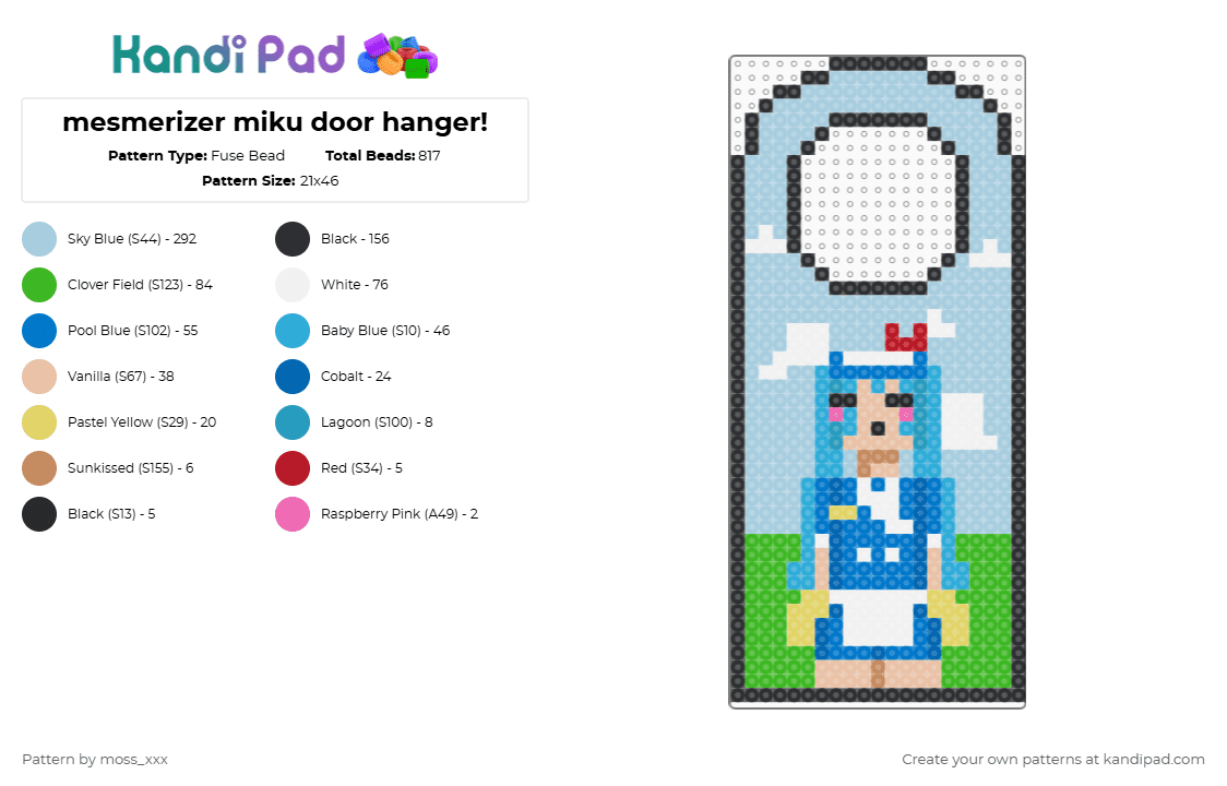 Mesmerizer miku door hanger! Fuse Bead Pattern - Kandi Pad | Kandi ...