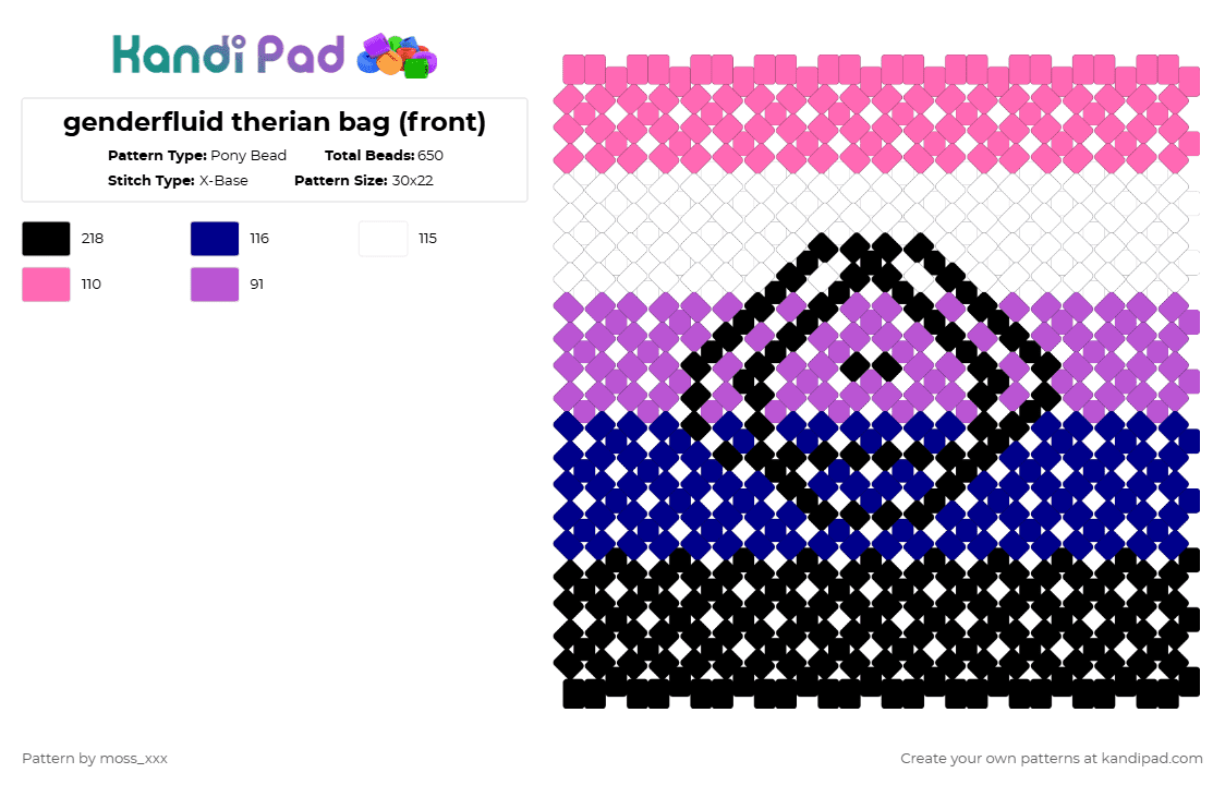 Genderfluid therian bag (front) Pony Bead Pattern - Kandi Pad | Kandi ...