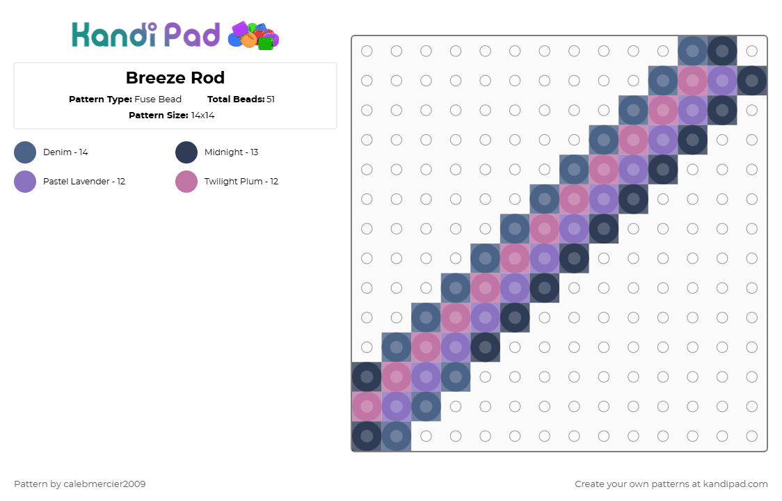 Breeze Rod Fuse Bead Pattern - Kandi Pad | Kandi Patterns, Fuse Bead ...