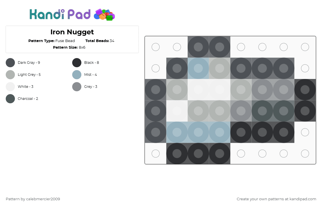 Iron Nugget Fuse Bead Pattern - Kandi Pad | Kandi Patterns, Fuse Bead ...