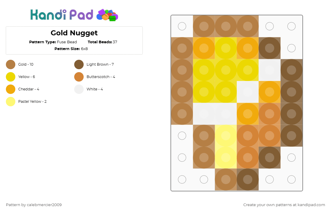 Gold Nugget Fuse Bead Pattern - Kandi Pad | Kandi Patterns, Fuse Bead ...