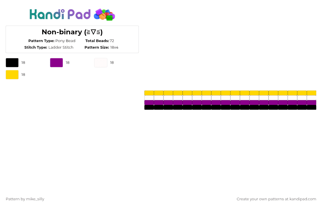 Non-binary (⁠≧⁠ ⁠≦⁠) Pony Bead Pattern - Kandi Pad | Kandi Patterns ...