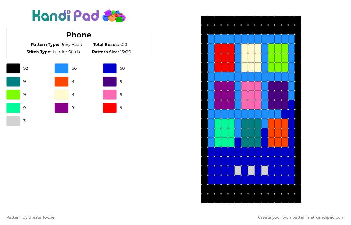 Phone Pony Bead Pattern - Kandi Pad | Kandi Patterns, Fuse Bead ...