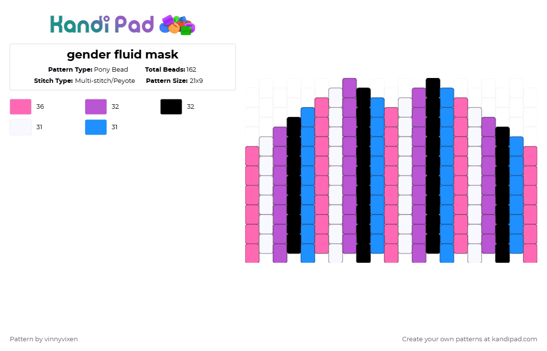 Gender fluid mask Pony Bead Pattern - Kandi Pad | Kandi Patterns, Fuse ...