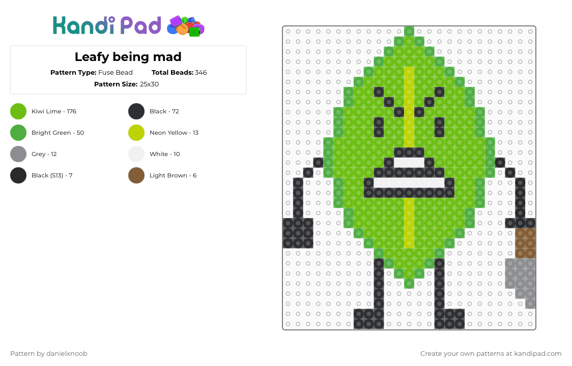 Leafy being mad Fuse Bead Pattern - Kandi Pad | Kandi Patterns, Fuse ...