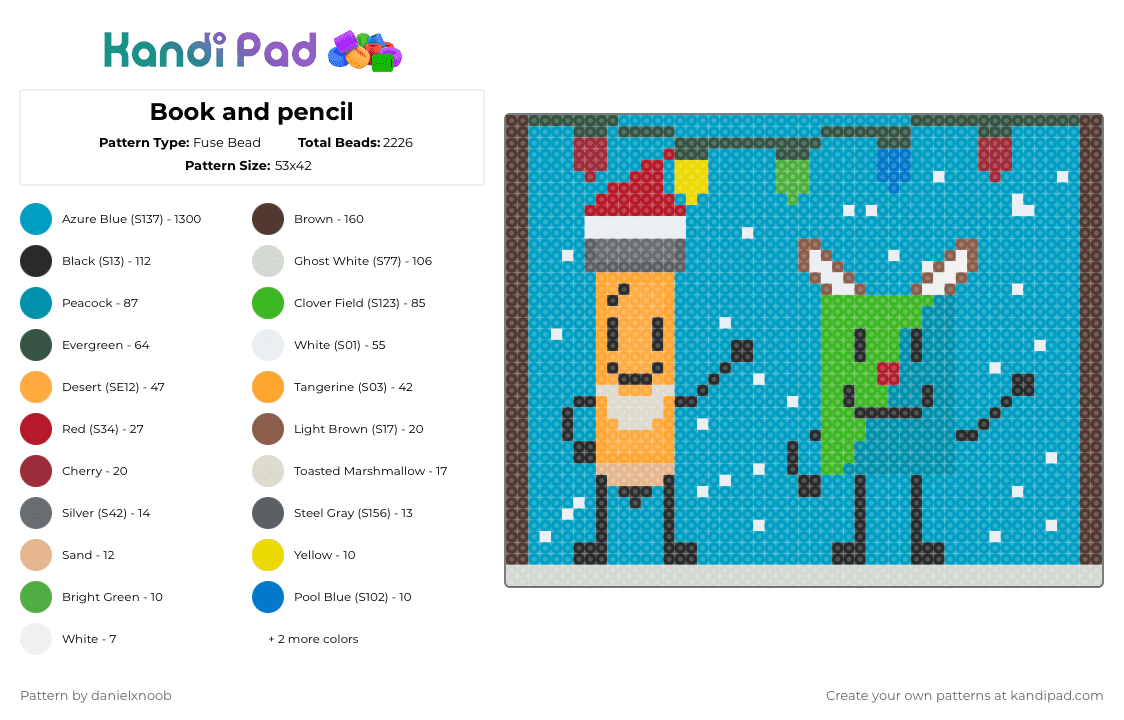 Book and pencil Fuse Bead Pattern - Kandi Pad | Kandi Patterns, Fuse ...