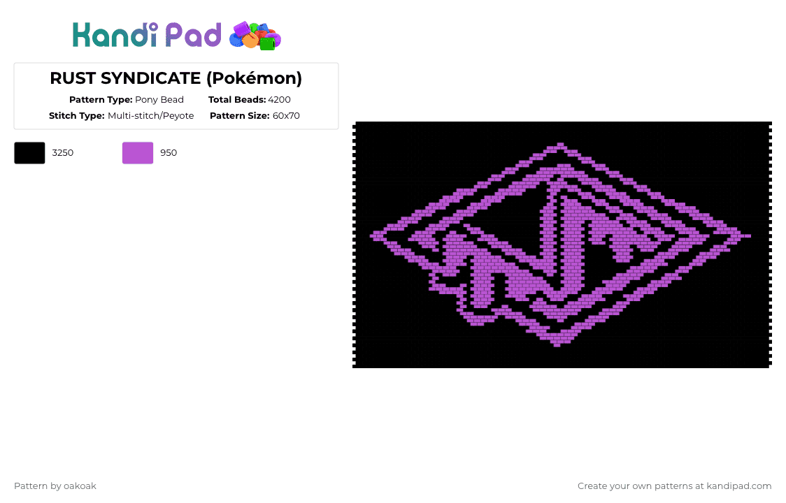 RUST SYNDICATE (Pokémon) Pony Bead Pattern - Kandi Pad | Kandi Patterns ...