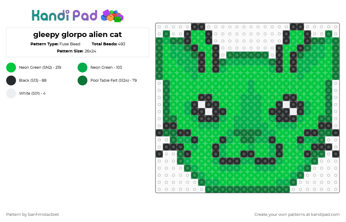 Gleepy glorpo alien cat Fuse Bead Pattern - Kandi Pad | Kandi Patterns ...