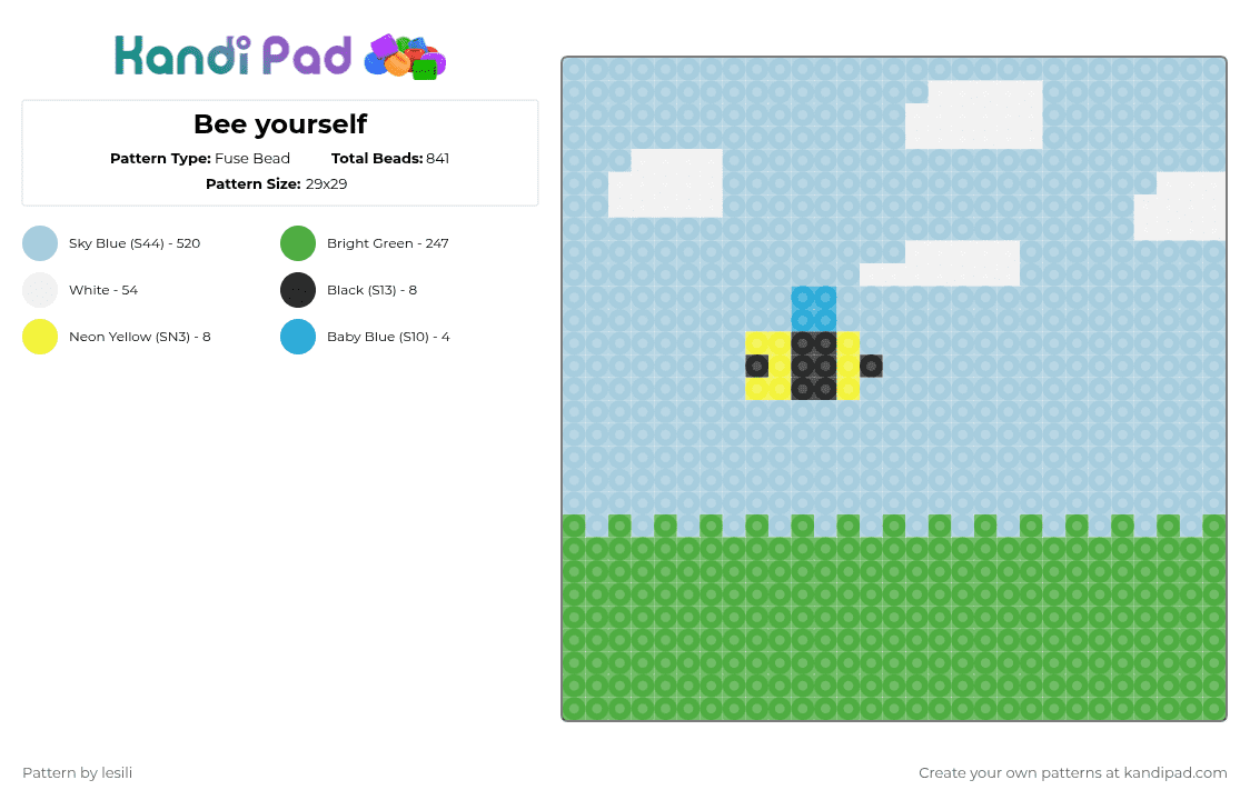 Bee yourself Fuse Bead Pattern - Kandi Pad | Kandi Patterns, Fuse Bead ...