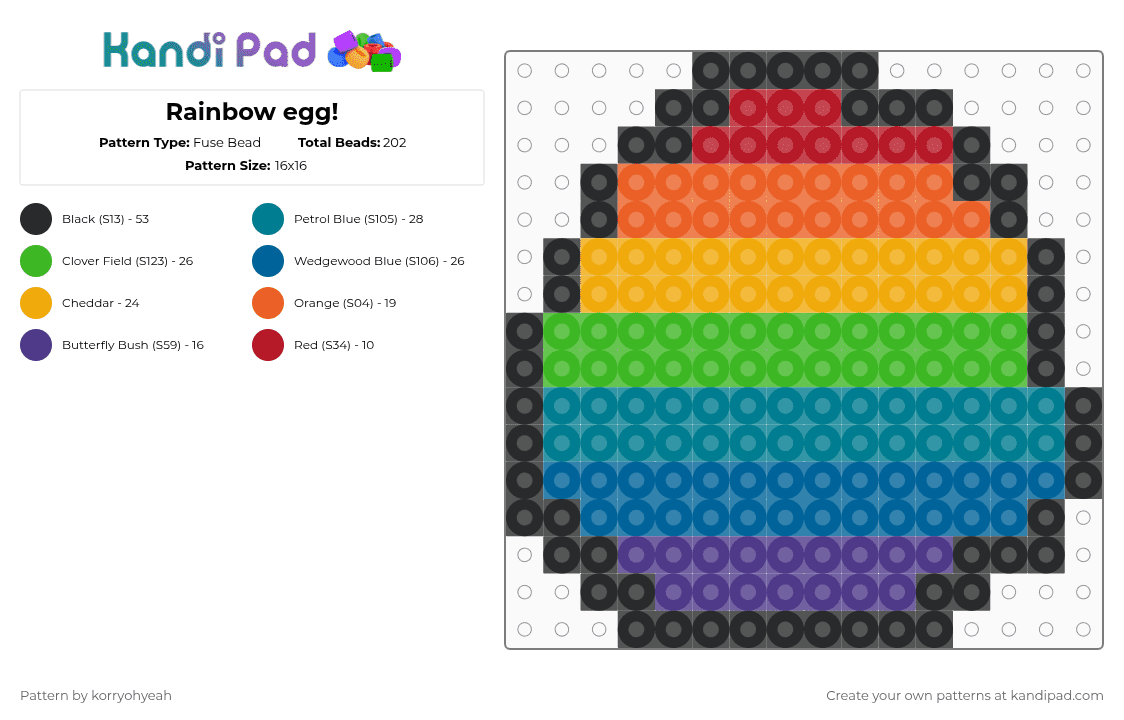 Rainbow egg! Fuse Bead Pattern - Kandi Pad | Kandi Patterns, Fuse Bead ...