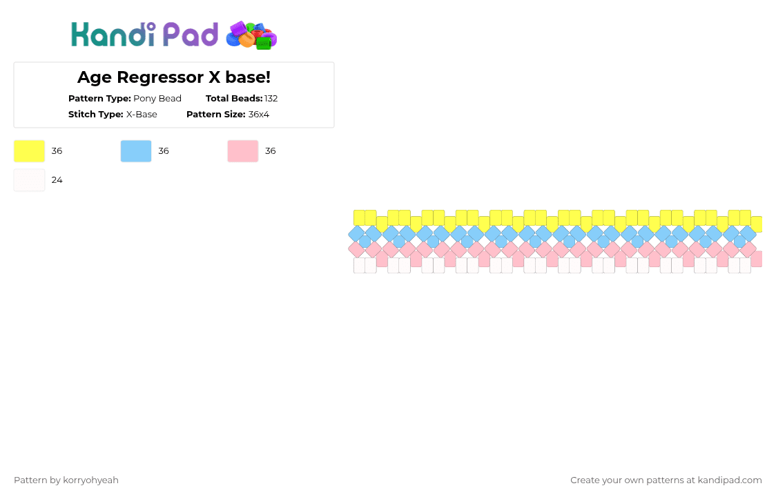 Age Regressor X base! Pony Bead Pattern - Kandi Pad | Kandi Patterns ...