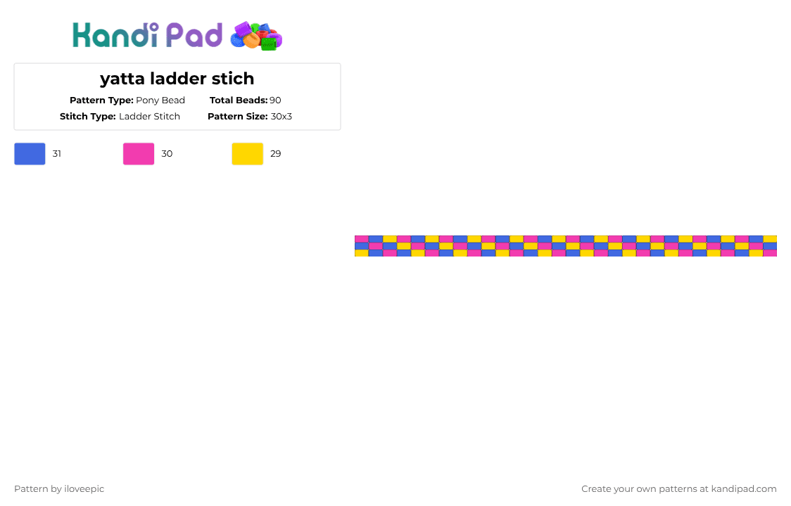 Yatta ladder stich Pony Bead Pattern - Kandi Pad | Kandi Patterns, Fuse ...