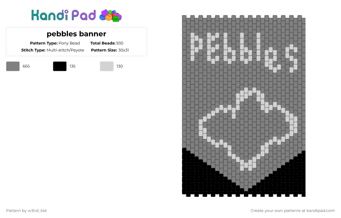 Pebbles banner Pony Bead Pattern - Kandi Pad | Kandi Patterns, Fuse ...