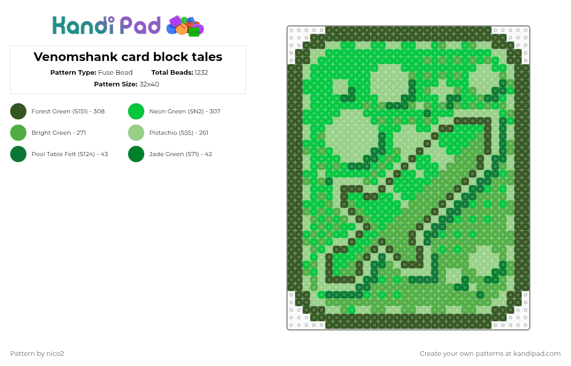 Venomshank card block tales Fuse Bead Pattern - Kandi Pad | Kandi ...