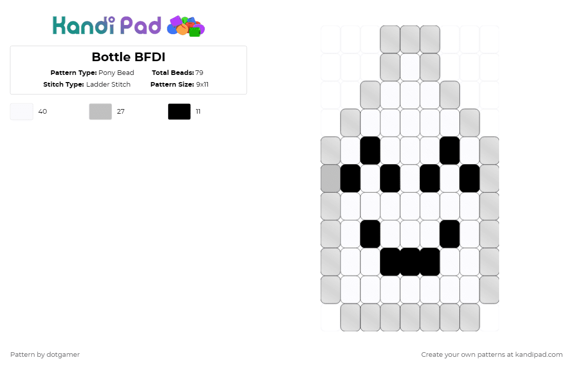 Bottle BFDI Pony Bead Pattern - Kandi Pad | Kandi Patterns, Fuse Bead ...