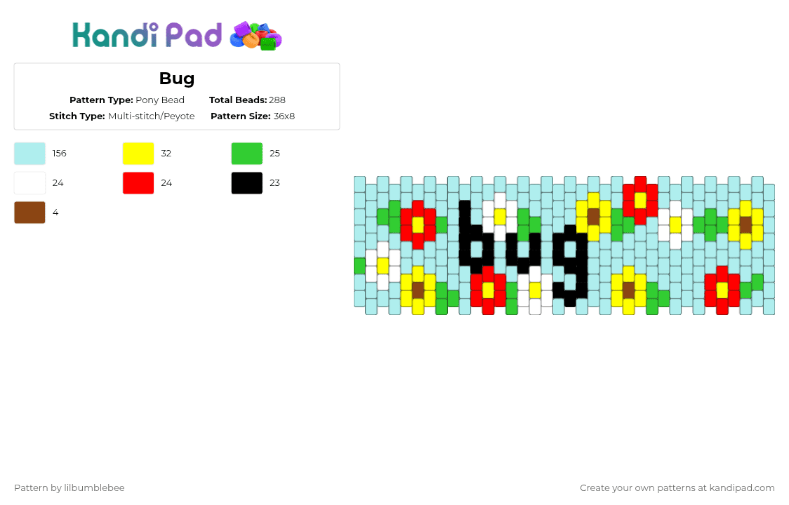 Bug Pony Bead Pattern - Kandi Pad | Kandi Patterns, Fuse Bead Patterns ...