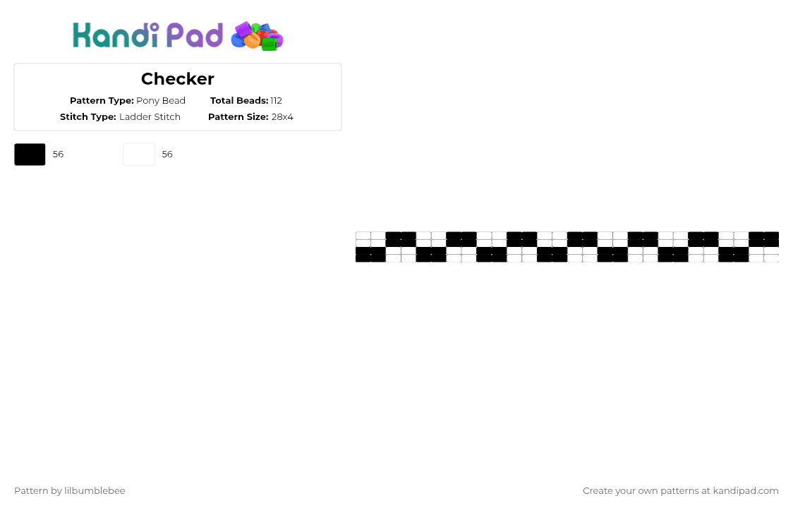 Checker Pony Bead Pattern - Kandi Pad | Kandi Patterns, Fuse Bead ...