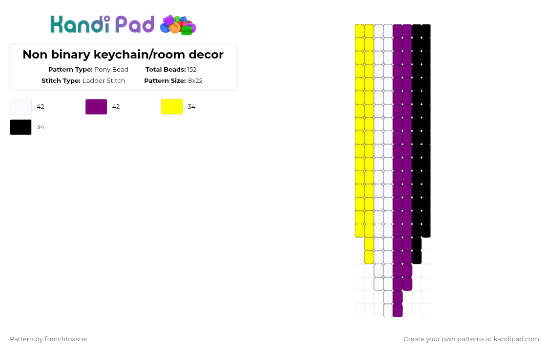 Non binary keychain/room decor Pony Bead Pattern - Kandi Pad | Kandi ...