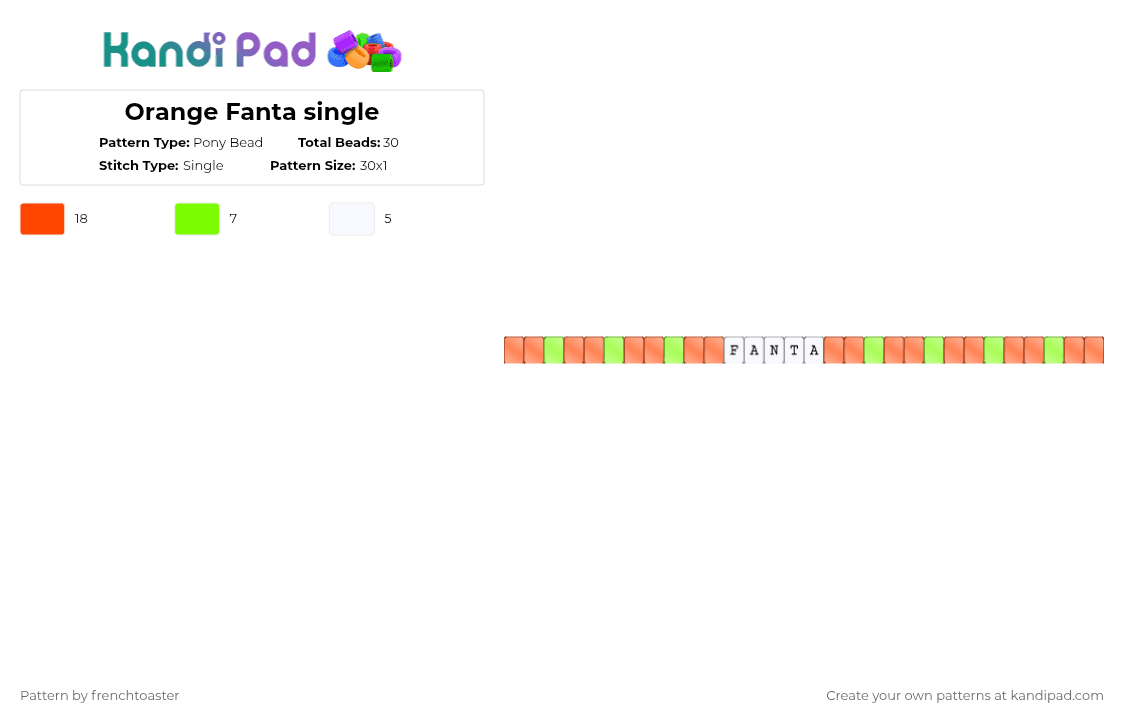 Orange Fanta single Pony Bead Pattern - Kandi Pad | Kandi Patterns ...