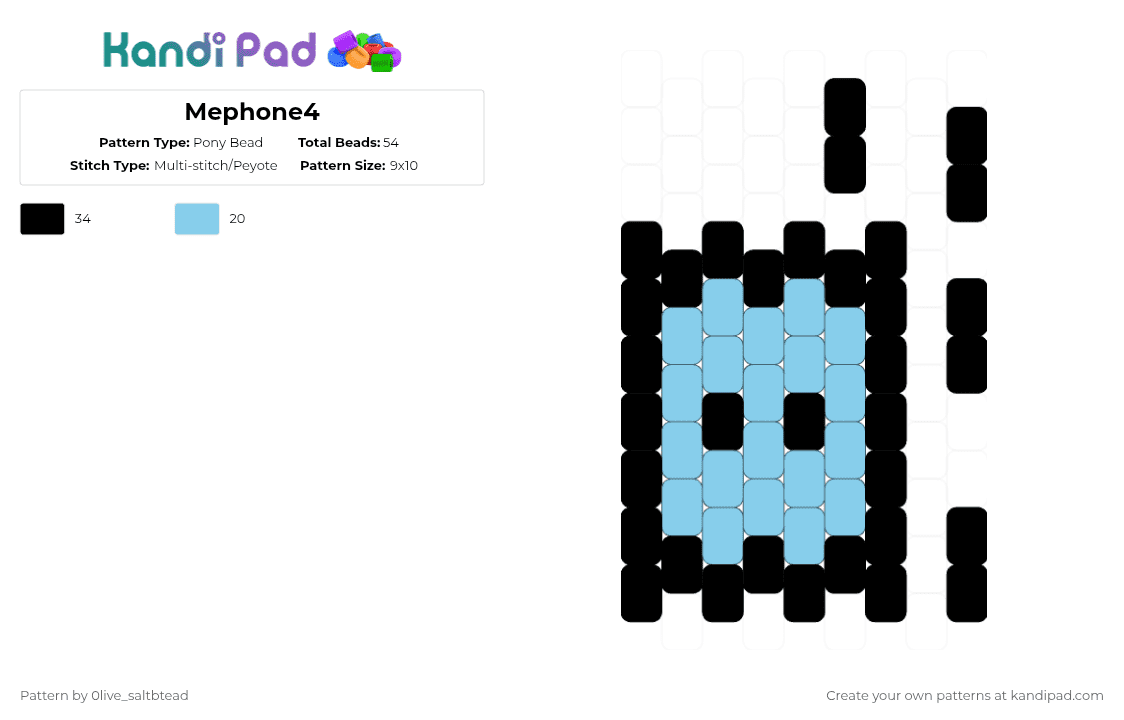 Mephone4 Pony Bead Pattern - Kandi Pad | Kandi Patterns, Fuse Bead ...