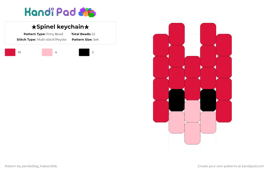 ★Spinel keychain★ Pony Bead Pattern - Kandi Pad | Kandi Patterns, Fuse ...
