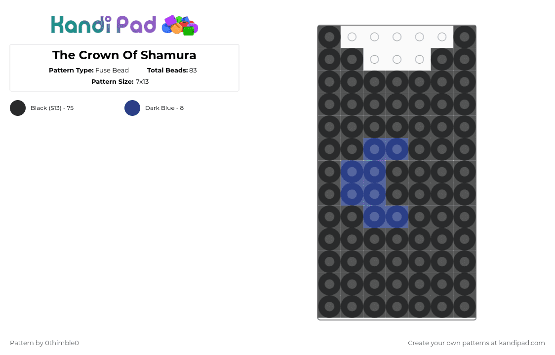 The Crown Of Shamura Fuse Bead Pattern - Kandi Pad | Kandi Patterns ...