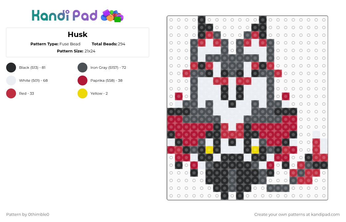Husk Fuse Bead Pattern - Kandi Pad | Kandi Patterns, Fuse Bead Patterns ...