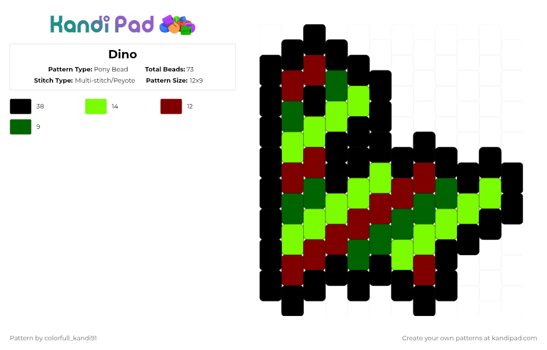 Dino Pony Bead Pattern - Kandi Pad | Kandi Patterns, Fuse Bead Patterns ...